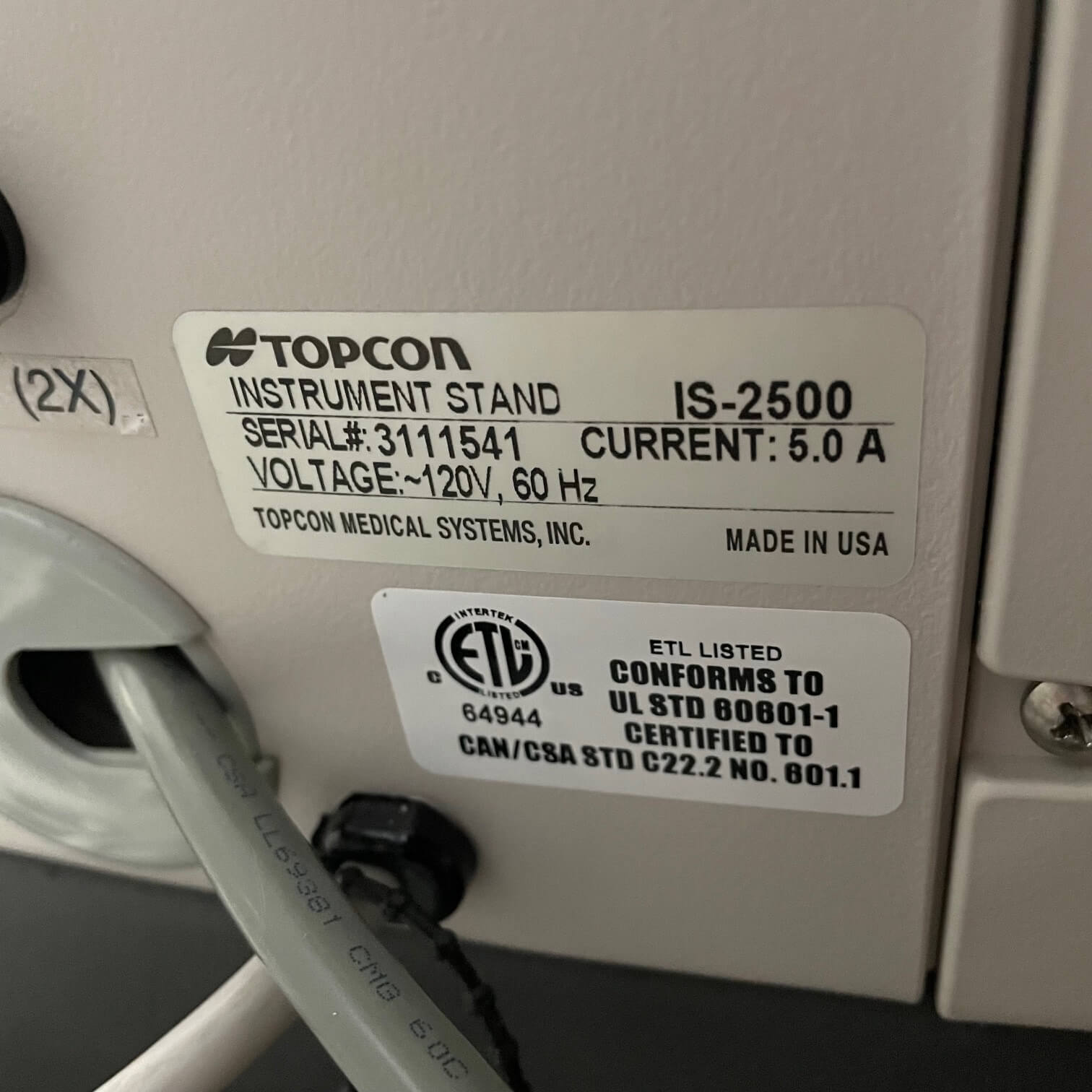 TopCon IS-2500 Instrument Stand - – Angelus Medical and Optical