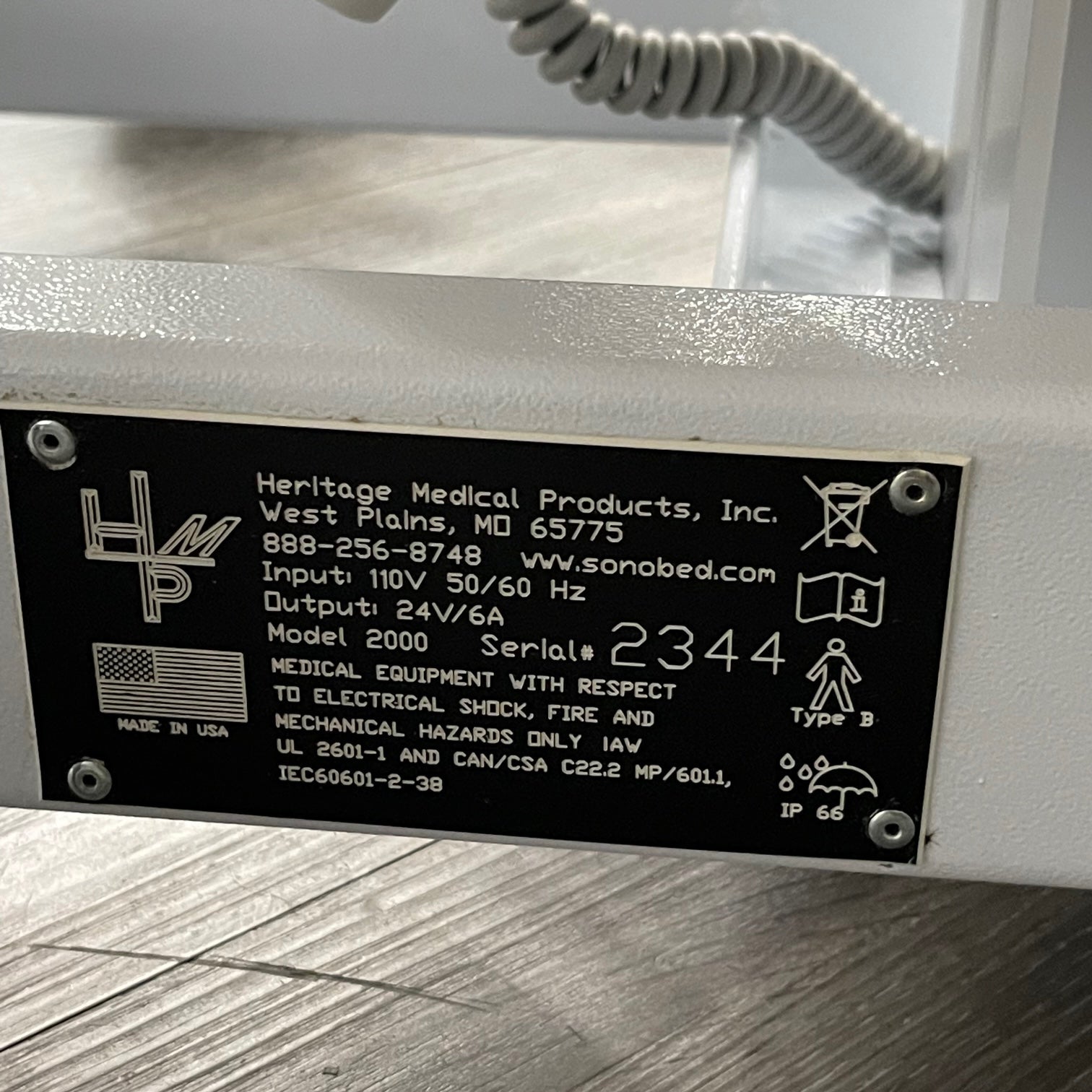 Heritage Medical Sonobed Wren 2000 Ultrasound table