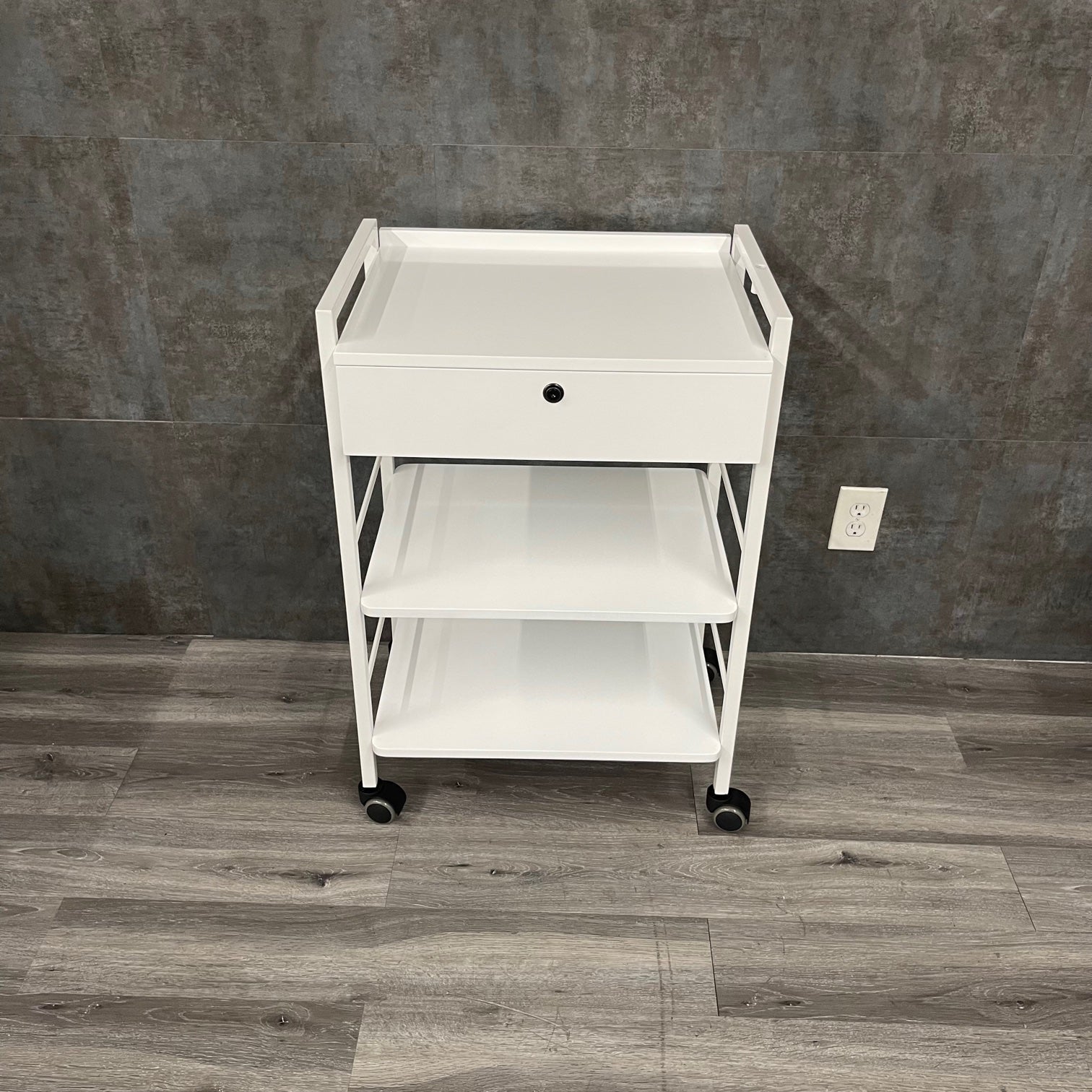 Mobile Medical Supply Cart with a Drawer and Lock