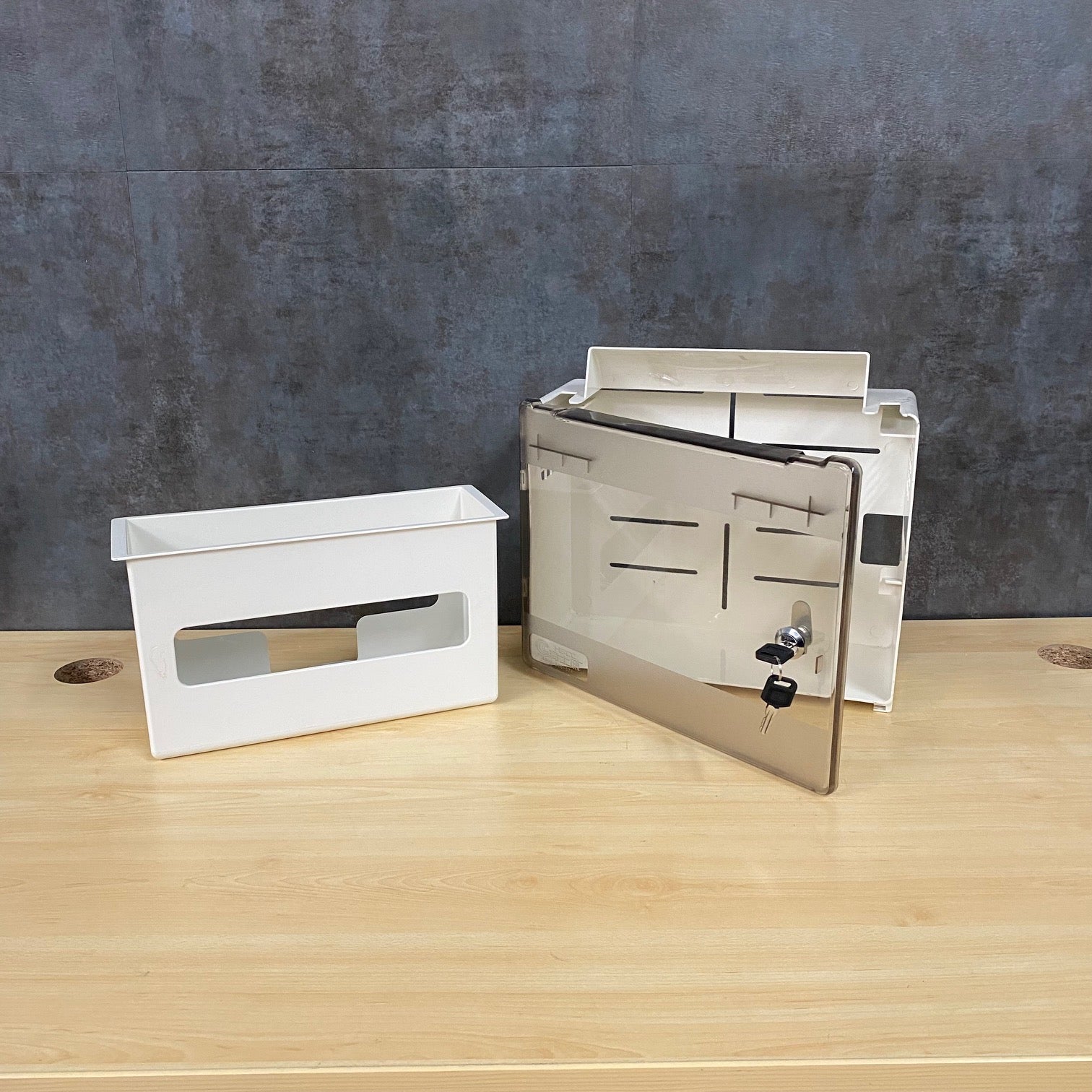 Sharp Container Cabinet and Glove Holder